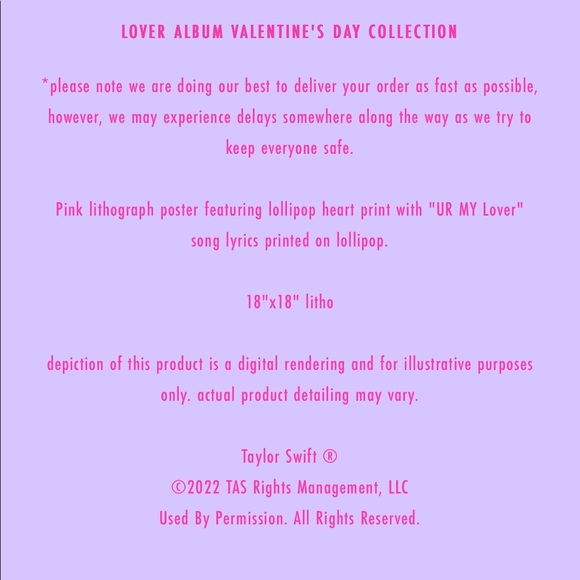 Taylor Swift | Accessories | Taylor Swift Ur My Lover Valentines Day ...